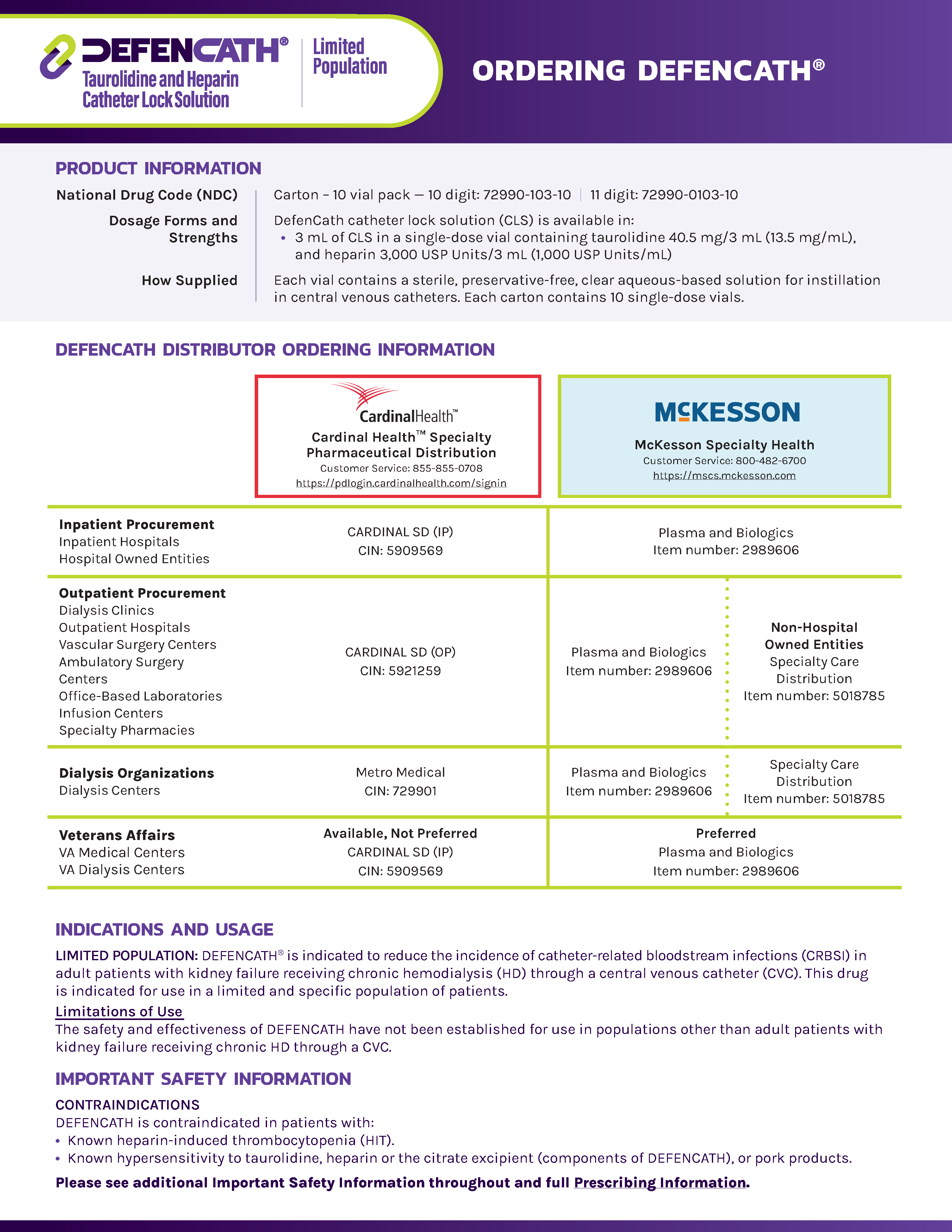 Product Information - DefenCath Resource Portal